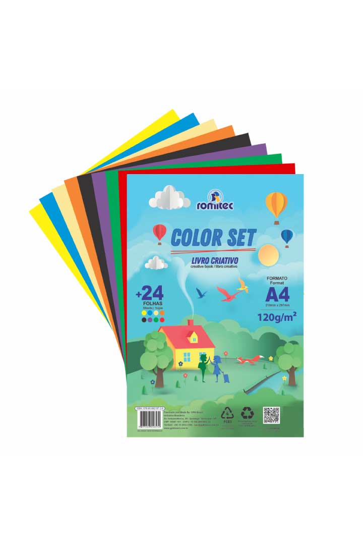 Color Set A4 Criativo Romitec 21x30cm 120g 24Fls+Livro | GPK